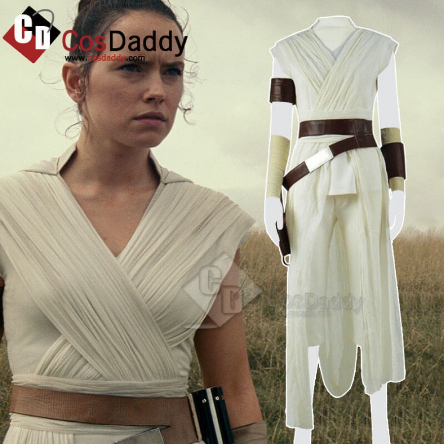 Star Wars The Rise Of Skywalker Rey Cosplay Costume White Outfit Full Set